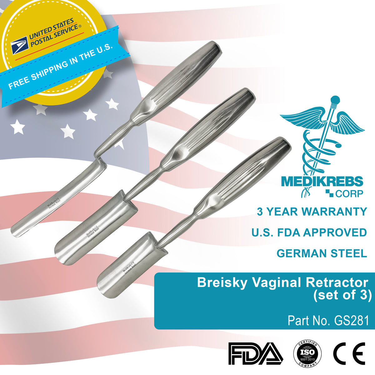 Breisky Vaginal Retractor (set of 3) Surgical Instruments German Steel ...
